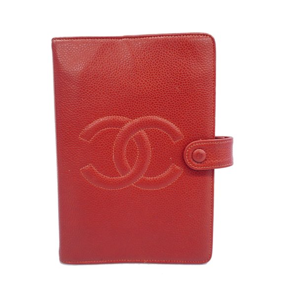 CHANEL | Other | Auth Chanel Planner Cover Red Color Notebook Cover ...